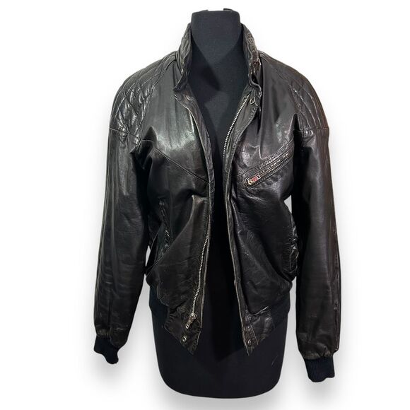Rage | Jackets & Coats | Vintage Rage 8s Black Leather Bomber Jacket ...